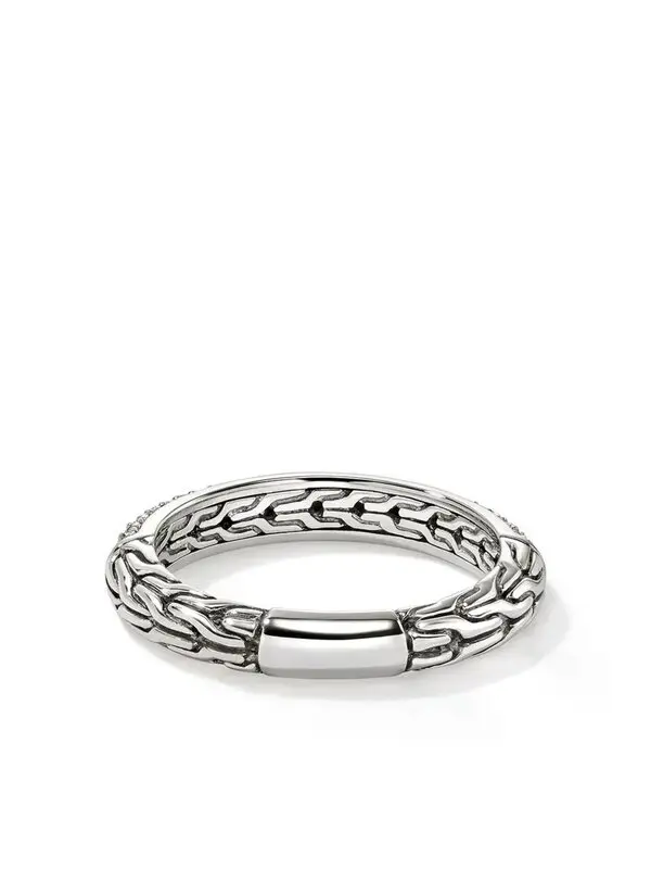 John Hardy Sterling Essential Diamond Band Ring - Silver
