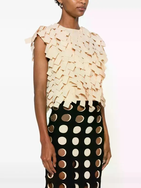 A.W.A.K.E. Mode Sleeveless Fringed Crop Top