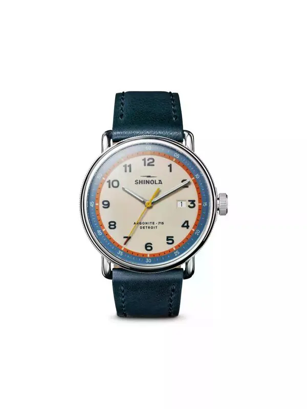 Shinola Stainless Steel Chronograph Watch With Leather Strap - Neutrals