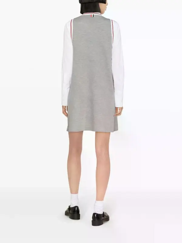 Thom Browne Stripe-trim Cotton Minidress - Grey