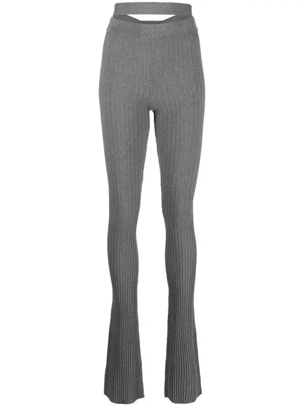 ANDREĀDAMO Ribbed-knit Flared Trousers - Grey