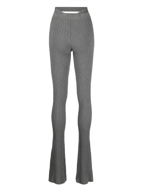ANDREĀDAMO Ribbed-knit Flared Trousers - Grey