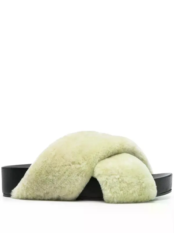 JIL SANDER Shearling Cross-over Sandals