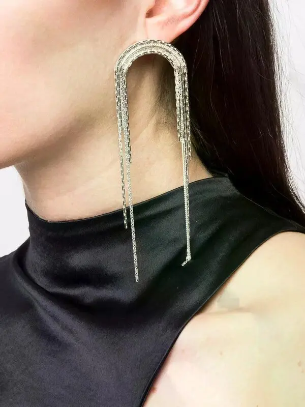 WOUTERS & HENDRIX Toned Sterling Serpentine Falling Chains Statement Earring - Silver