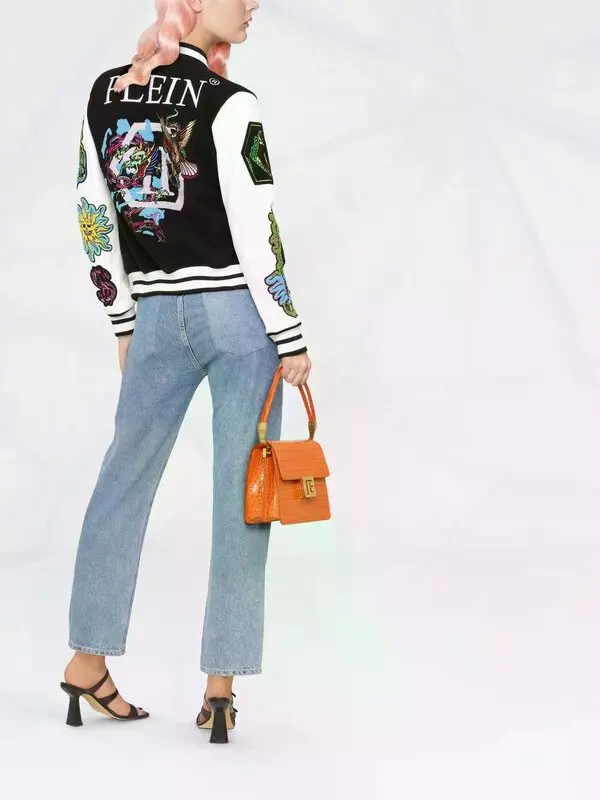 Philipp Plein Colour-block Embroidered Patches Varsity Jacket