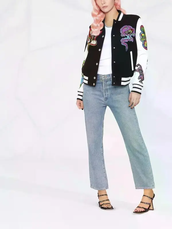 Philipp Plein Colour-block Embroidered Patches Varsity Jacket