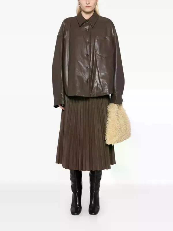 JNBY Chocolate Pleated Midi Skirt