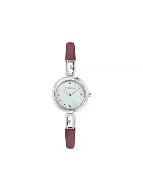 Furla Bangle Watch With Leather Strap And Stainless Steel Bracelet - Silver