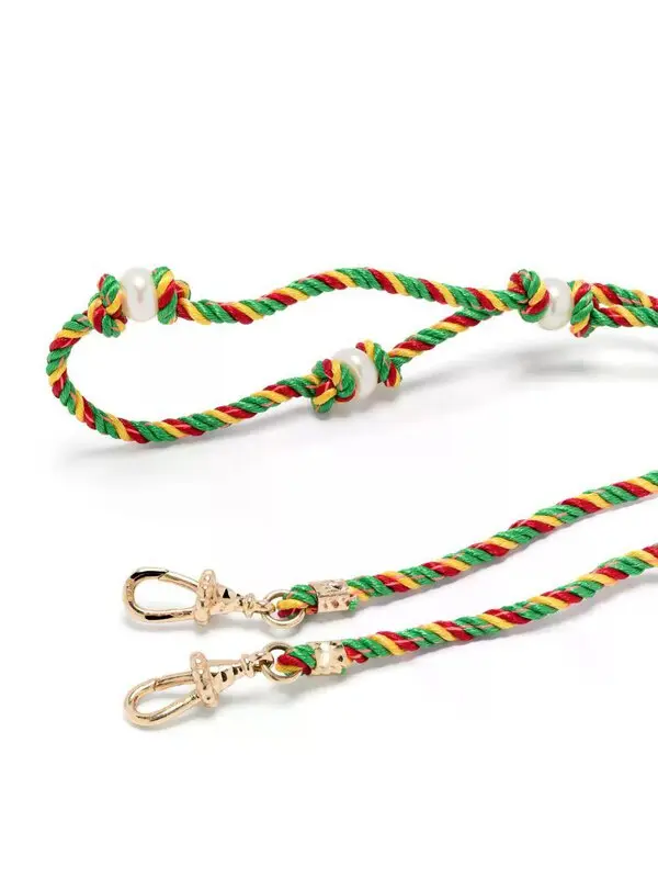 MARIE LICHTENBERG 14kt Yellow Braided Necklace With Faux Pearls