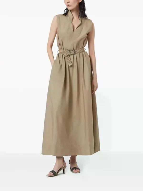 Brunello Cucinelli Belted Sleeveless Maxi Dress