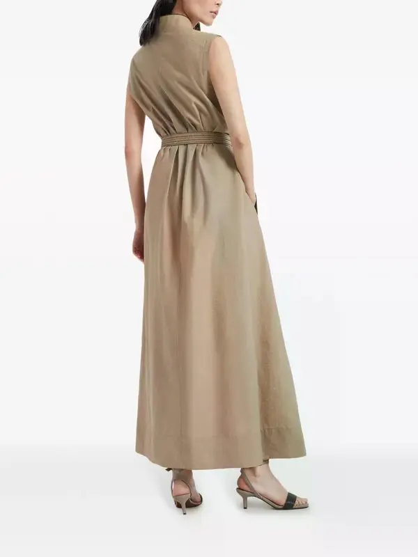 Brunello Cucinelli Belted Sleeveless Maxi Dress