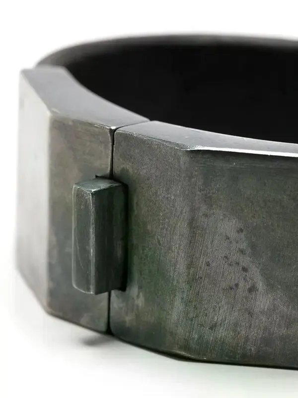 PARTS OF FOUR Box Lock Bracelet In Sterling Silver And Buffalo Leather