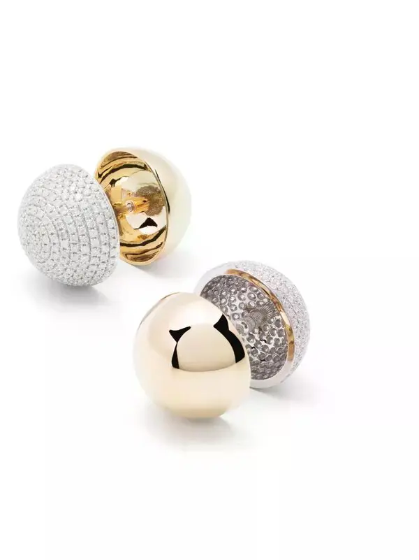 Yvonne Léon 9kt Yellow And White Diamond Boule Disco Stud Earrings