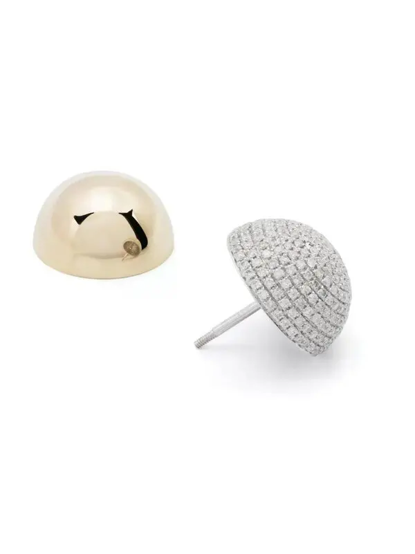 Yvonne Léon 9kt Yellow And White Diamond Boule Disco Stud Earrings