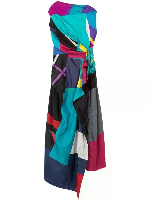 AZ FACTORY Geometric Print Asymmetric Midi Dress