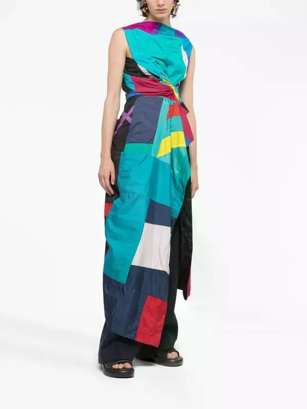 AZ FACTORY Geometric Print Asymmetric Midi Dress