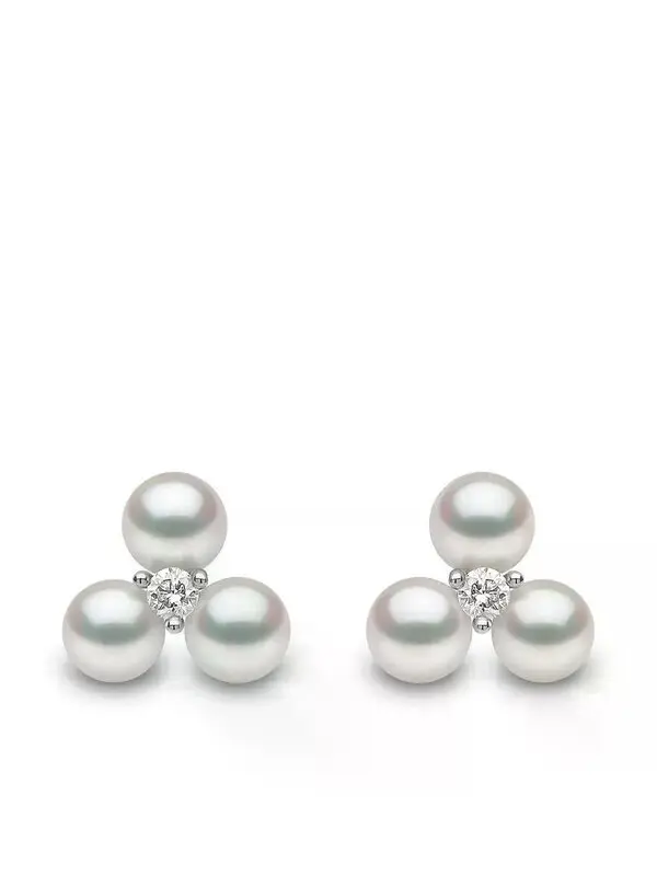Yoko London 18kt White Gold Pearl Stud Earrings - Silver