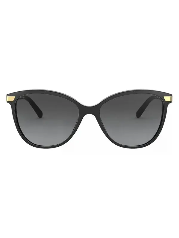Burberry Round Frame Sunglasses With Vintage Check Pattern - Black
