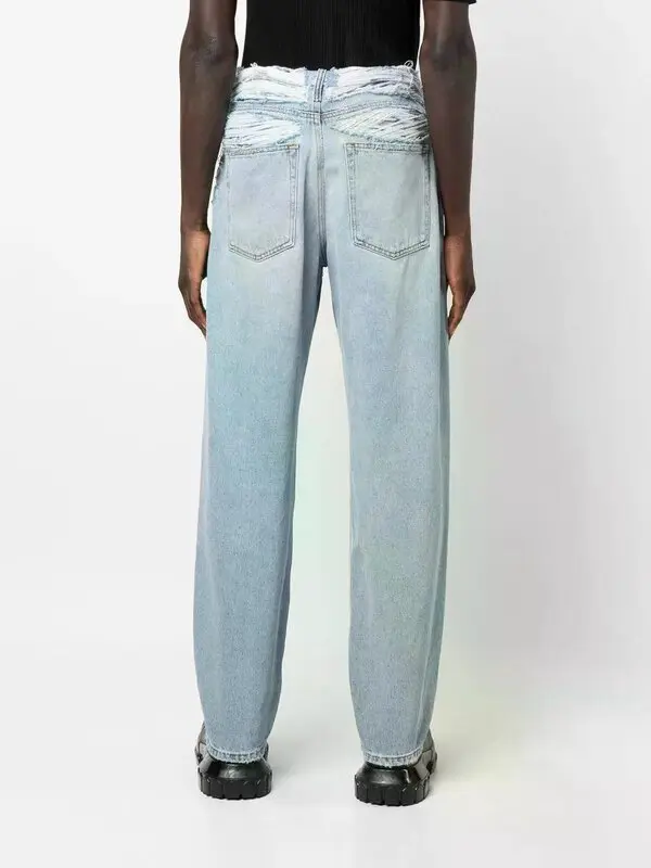 DIESEL® Light Wash Ripped Straight-leg Jeans