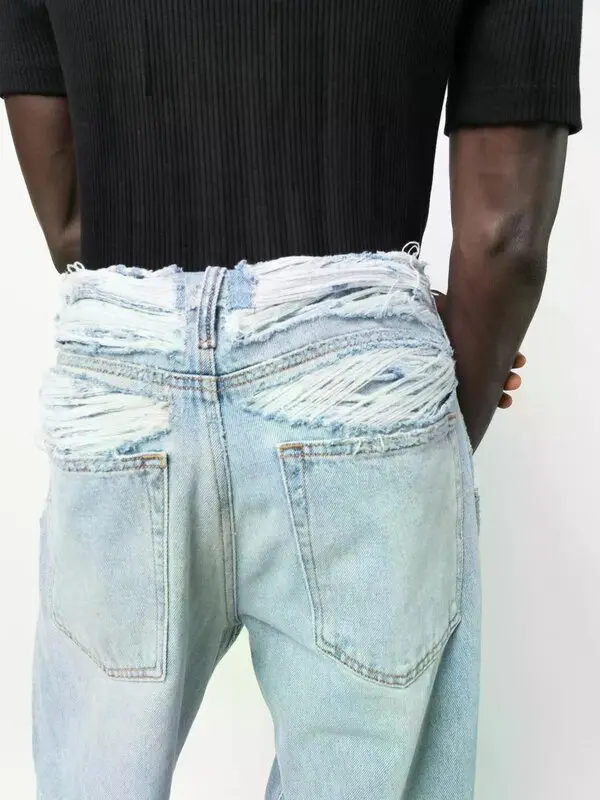 DIESEL® Light Wash Ripped Straight-leg Jeans