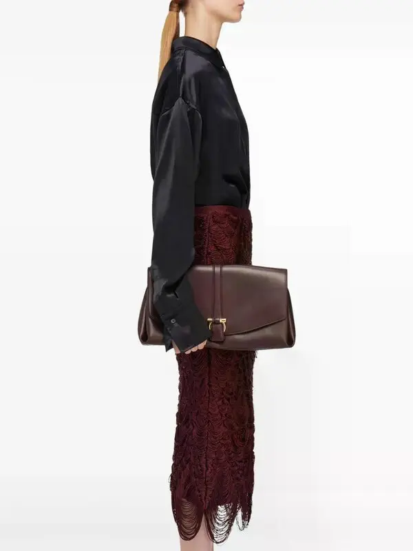 FERRAGAMO Oxblood Calf Leather And Lambskin Shoulder Bag - Red