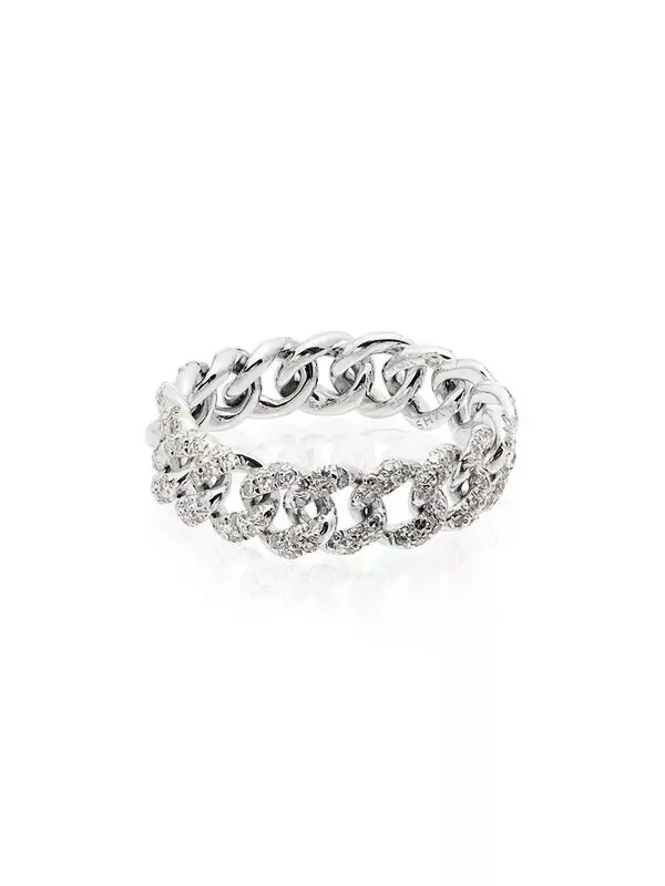 Shay 18k White Gold And Diamond Link Ring - Silver