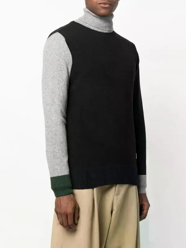 THE POWER FOR THE PEOPLE High-neck Colour-block Wool Jumper