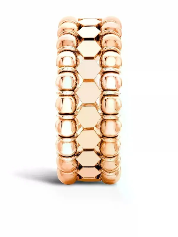 PRAGNELL 18kt Rose Gold Bohemia Three-row Ring With Hexagonal Motif - Pink