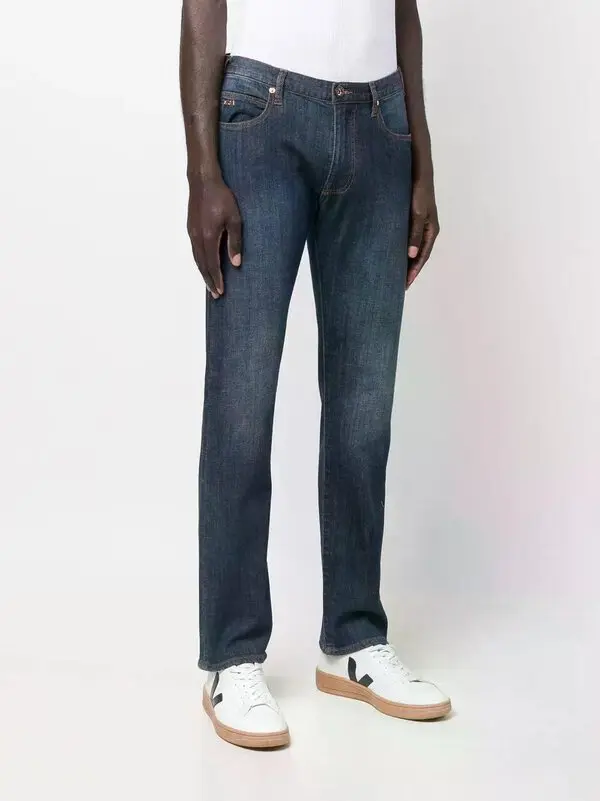 Emporio Armani Straight Leg Denim Jeans - Blue