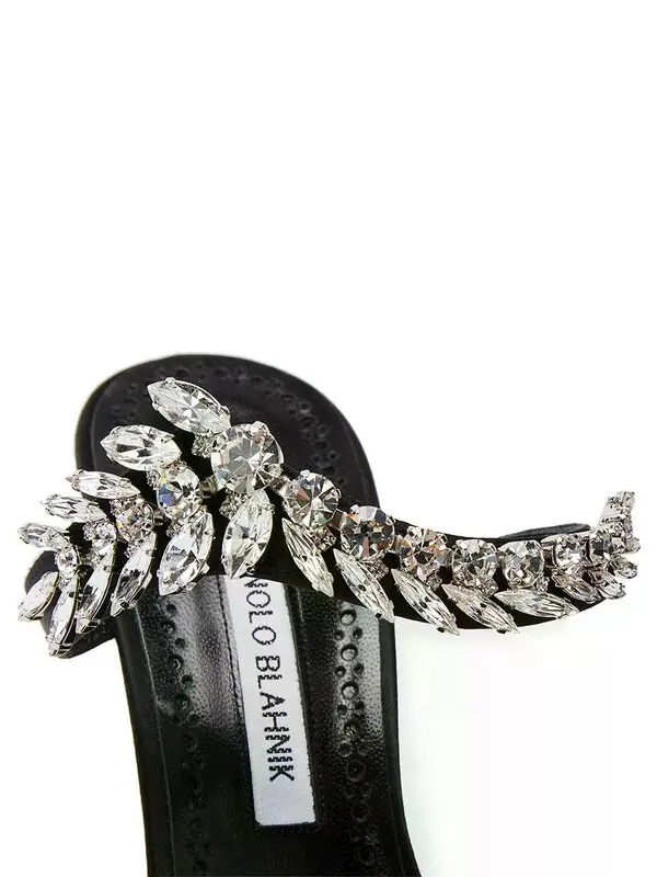 Manolo Blahnik 90mm Crystal Embellished Lurum Mules - Black