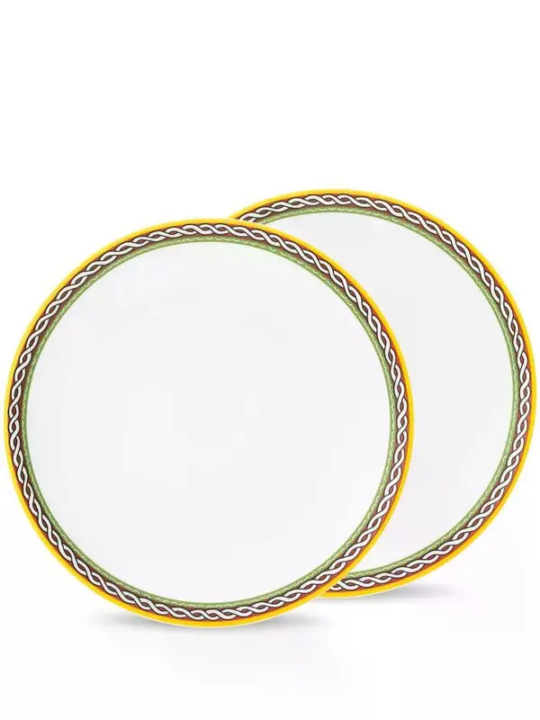 Dolce & Gabbana Carretto Siciliano-trim Dessert Plates - White