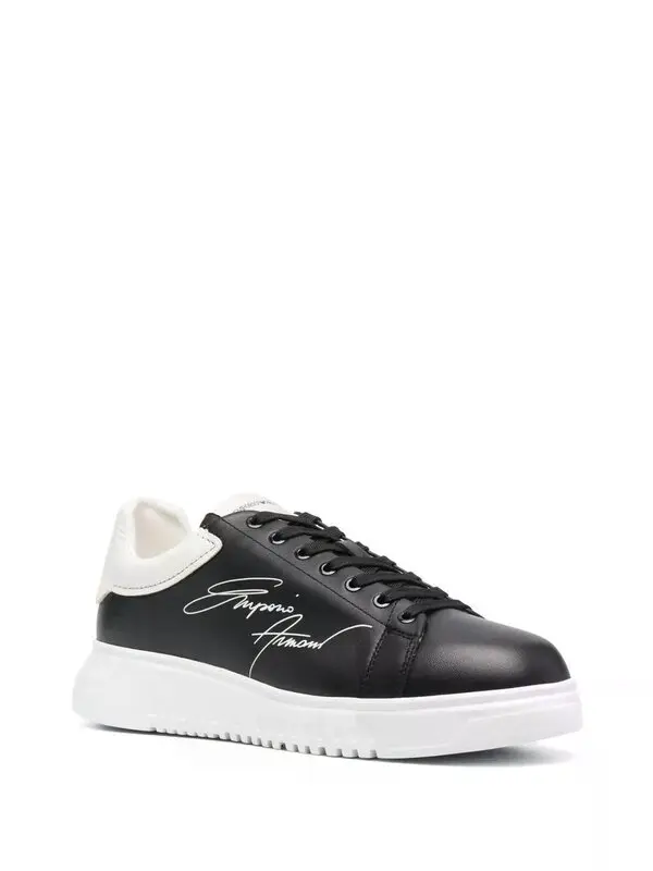 Emporio Armani Signature Logo-print Leather Sneakers