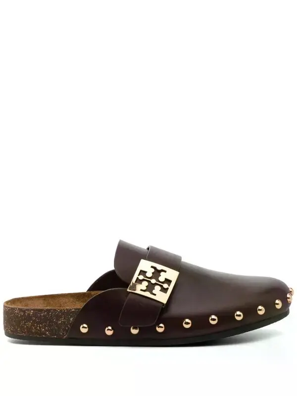 Tory Burch Mellow Studded Leather Mules - Brown