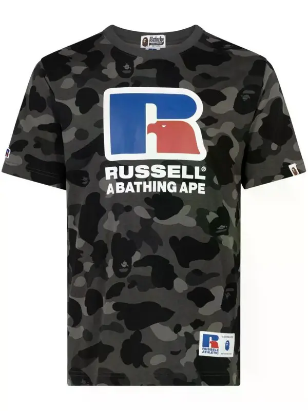 A BATHING APE X Russell Athletic Camouflage Print T-shirt - Black