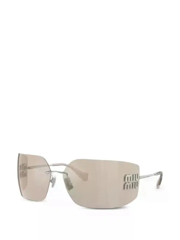 Miu Miu Logo Detail Rimless Sunglasses - Silver