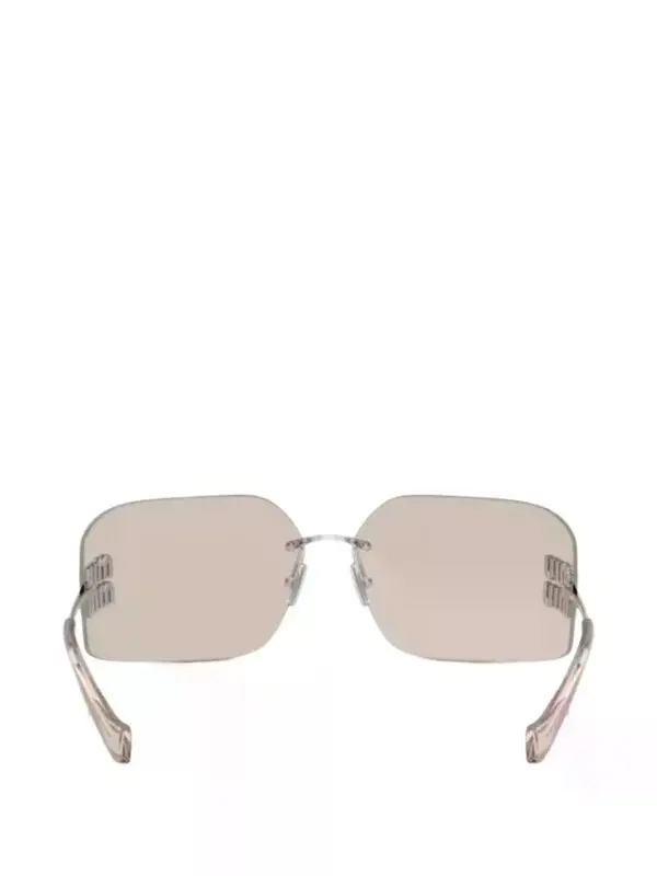 Miu Miu Logo Detail Rimless Sunglasses - Silver