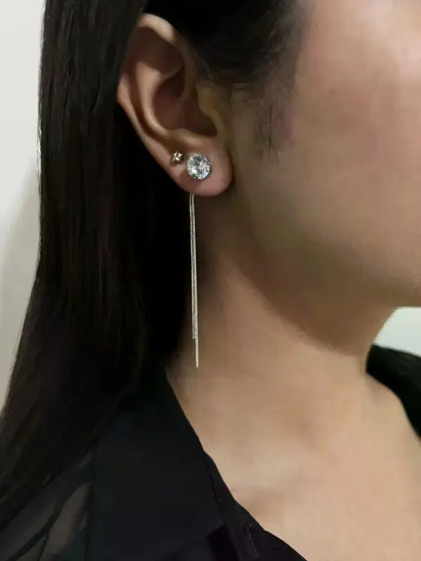 HZMER JEWELLERY Tone Crystal Embellished Chain Link Drop Earrings