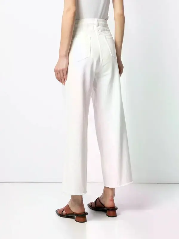 Goen.j Ivory Cotton Crochet Panelled Wide-leg Jeans