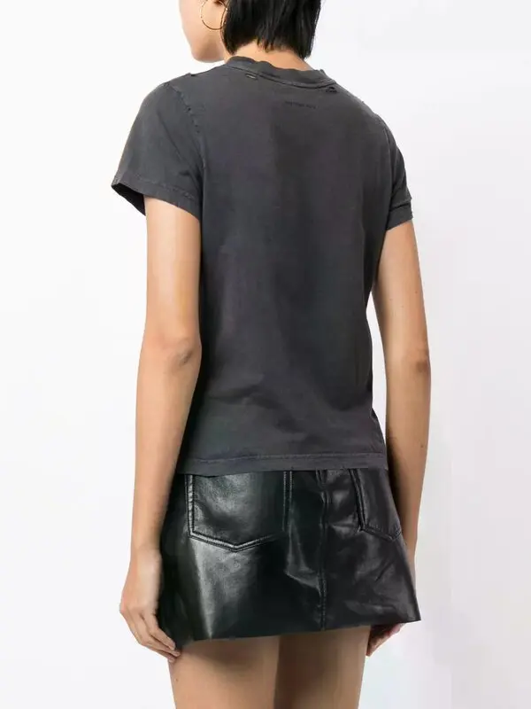 COURREGES Distressed Logo Cotton T-shirt