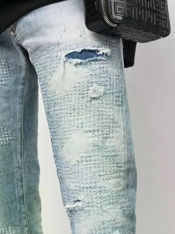 Philipp Plein Distressed Light Wash Jeans