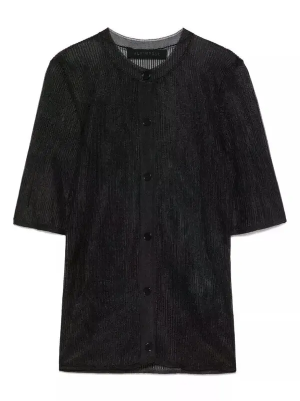 ALAINPAUL Ribbed-knit Cardigan With Crew Neck - Black