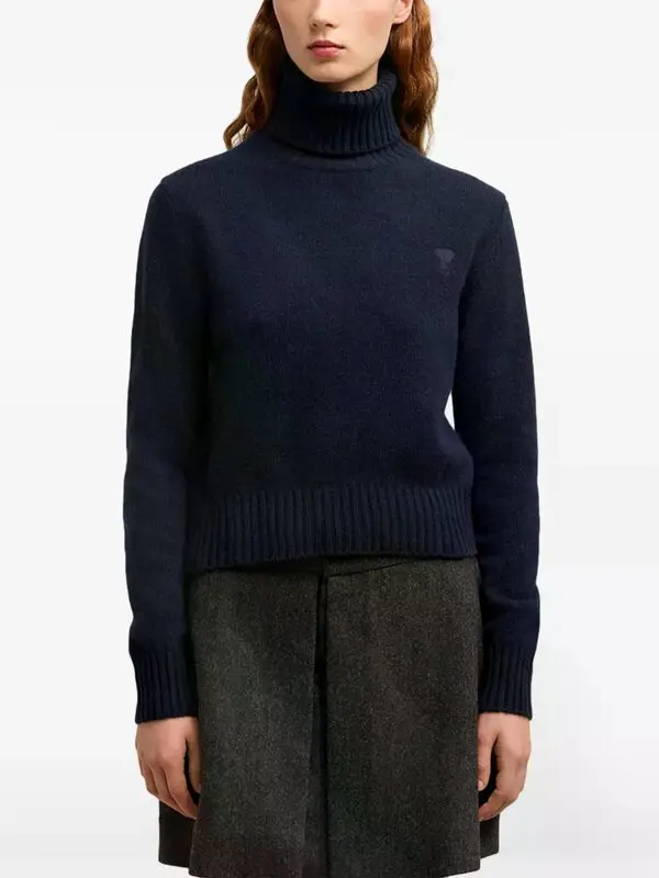 AMI Paris De Coeur Cashmere Roll Neck Sweater
