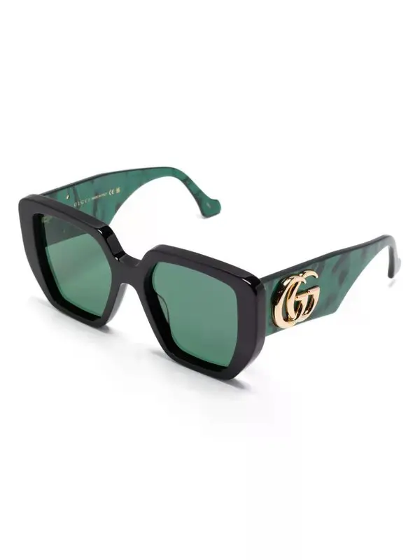 Gucci Acetate Oversized Sunglasses With Marbled Effect - Black