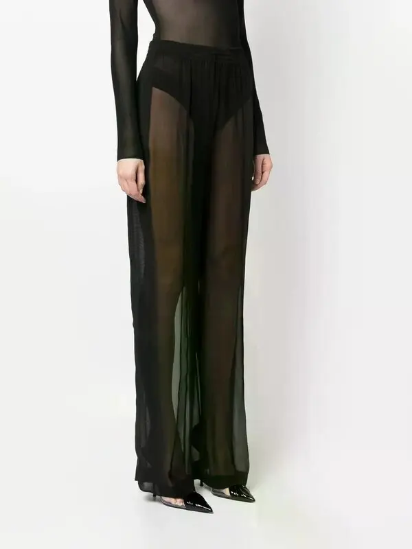 Saint Laurent Silk Transparent Straight-leg Trousers