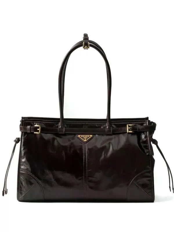 Prada Bonnie Large Leather Handbag - Brown
