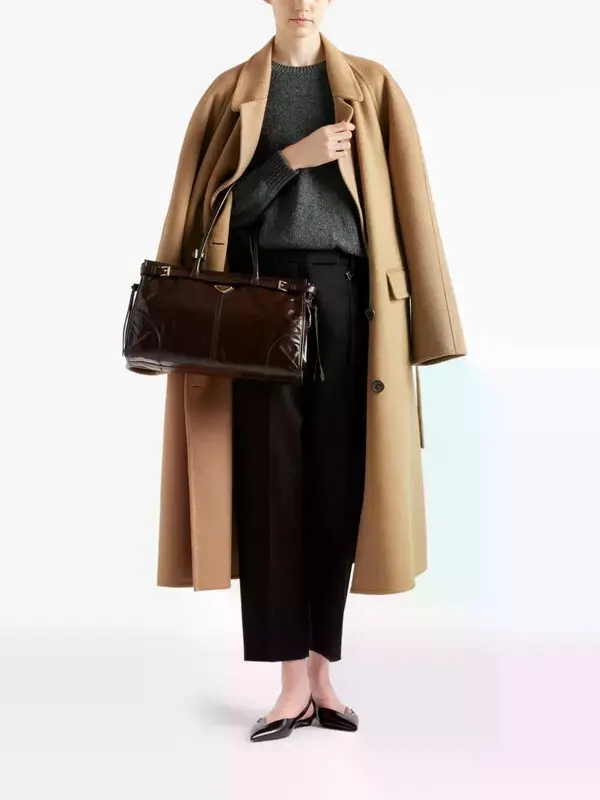 Prada Bonnie Large Leather Handbag - Brown