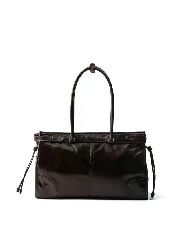 Prada Bonnie Large Leather Handbag - Brown