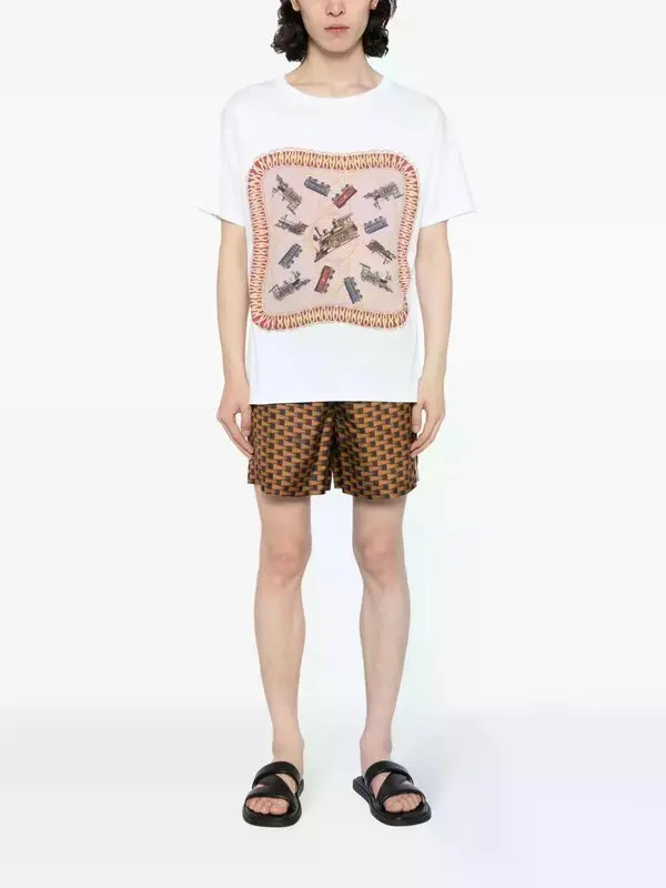 Bally Pennant-print Silk Shorts