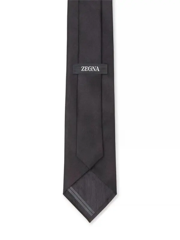 Zegna Mulberry Silk Twill Neck Tie - Black
