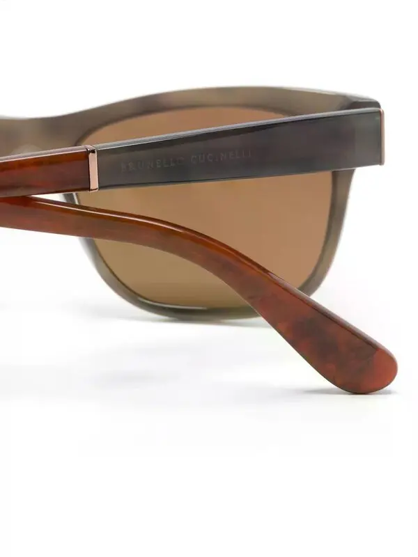 Brunello Cucinelli Logo-engraved Square Frame Sunglasses